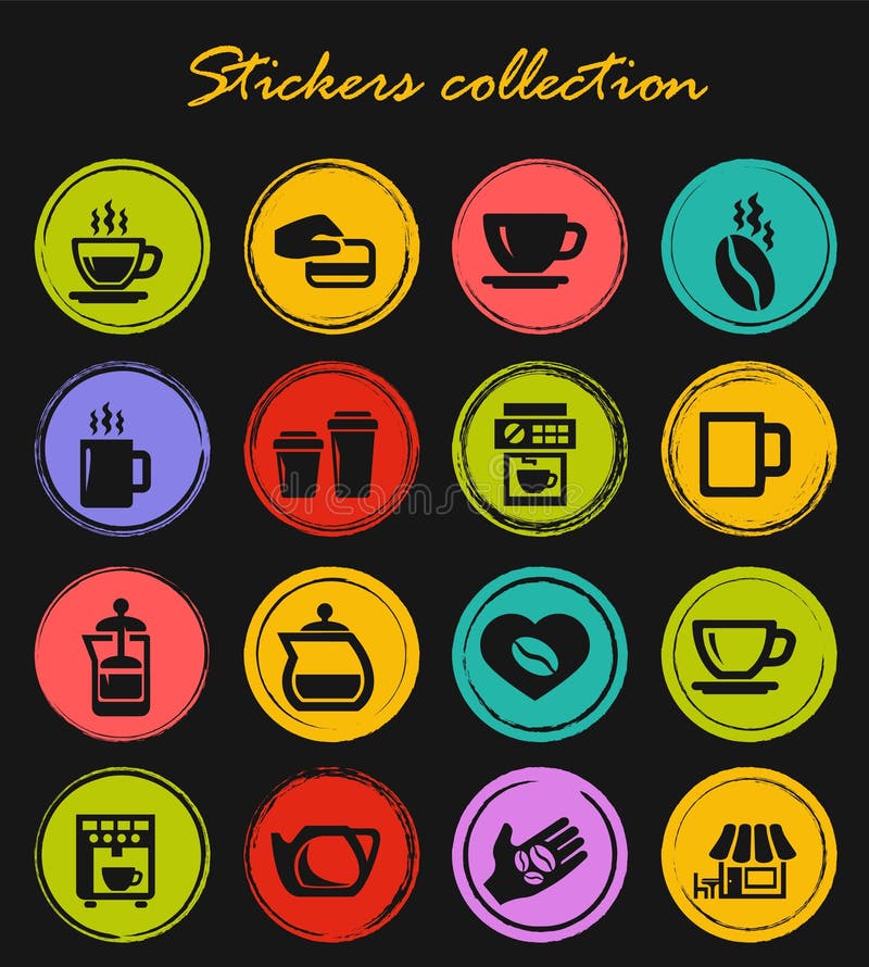 Coffee icons set stock illustration. Illustration of sweet - 246878849