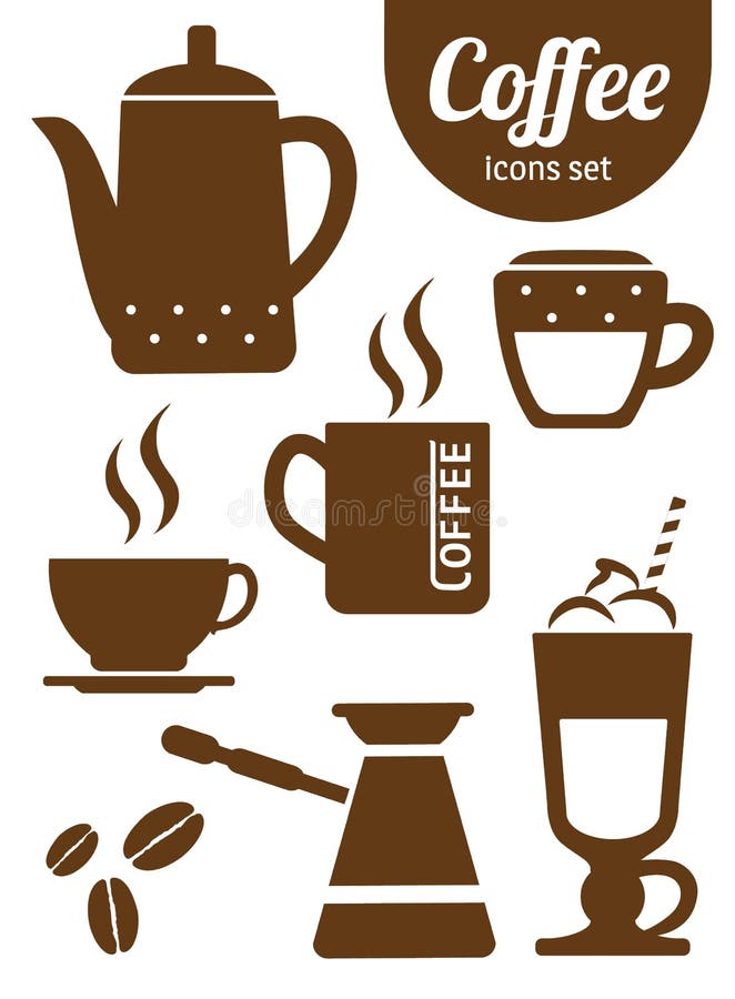 Coffee Icons with White Background Stock Vector - Illustration of black ...