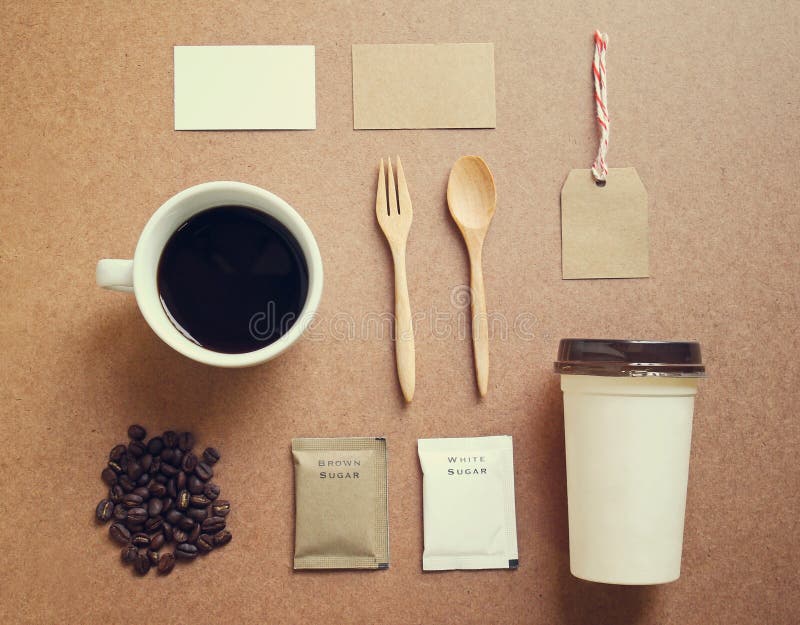 Coffee Identity Branding Mockup Set from Top View Stock Photo - Image ...