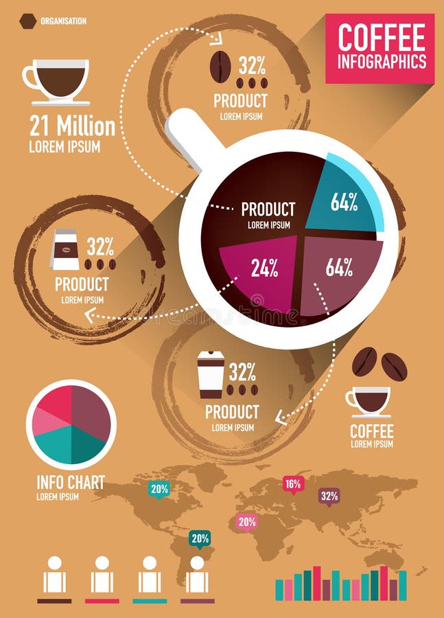 Coffee infographics. stock vector. Illustration of infographics - 48052541