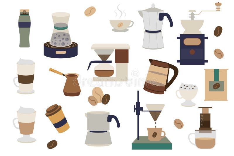 Coffee Isolated Elements Set. Assortment of Shop or Cafe Stock Vector ...