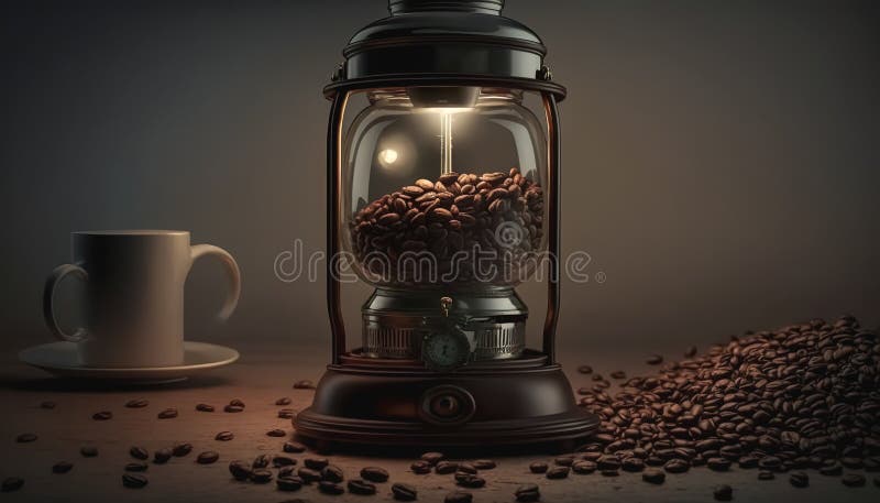 Coffee Jar with Moody Lighting, Coffee Beans. Generative AI. Stock ...