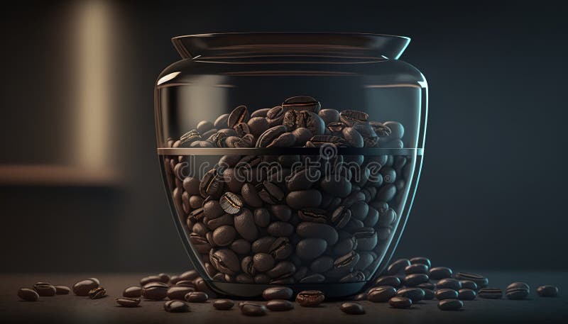 Coffee Jar with Moody Lighting, Coffee Beans. Generative AI. Stock ...