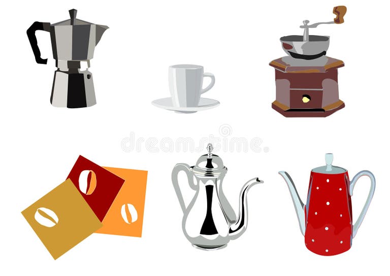 Coffee and Java Kettles and Pots Stock Vector - Illustration of arabica ...