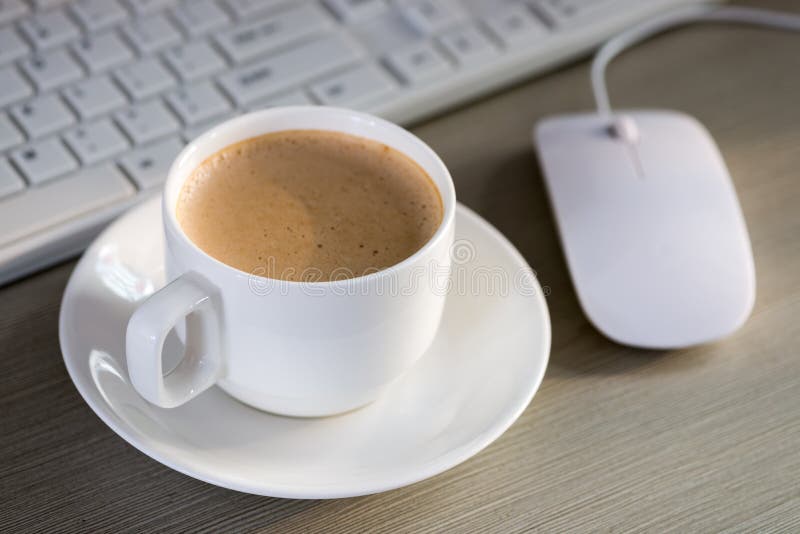Coffee and keyboard stock photo. Image of desktop, global - 55446682