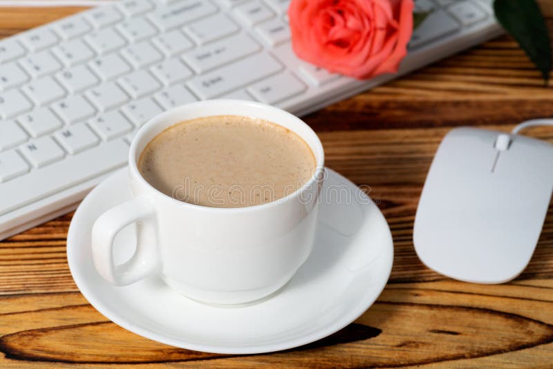 Coffee and keyboard stock photo. Image of office, information - 55447086