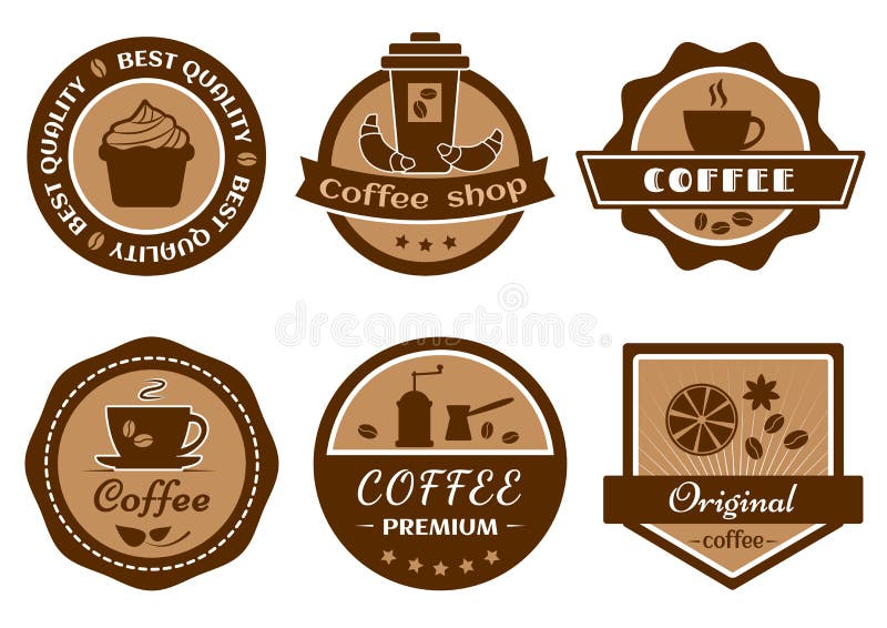 Coffee Label Set, Cafe Logo, Vector Stock Illustration - Illustration ...