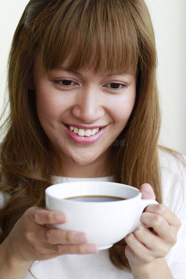 Coffee Lady stock photo. Image of sipping, thinking, cute - 21980454