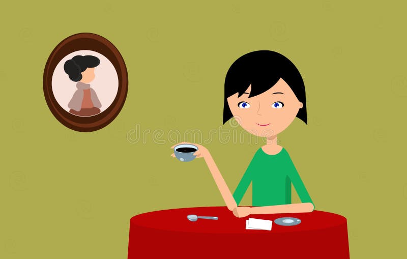 Coffee Lady stock vector. Illustration of portrait, smile - 31576973