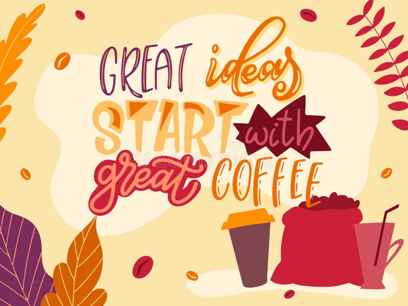 Coffee Landing Page. Drink Motivation Typography Poster. Lettering ...