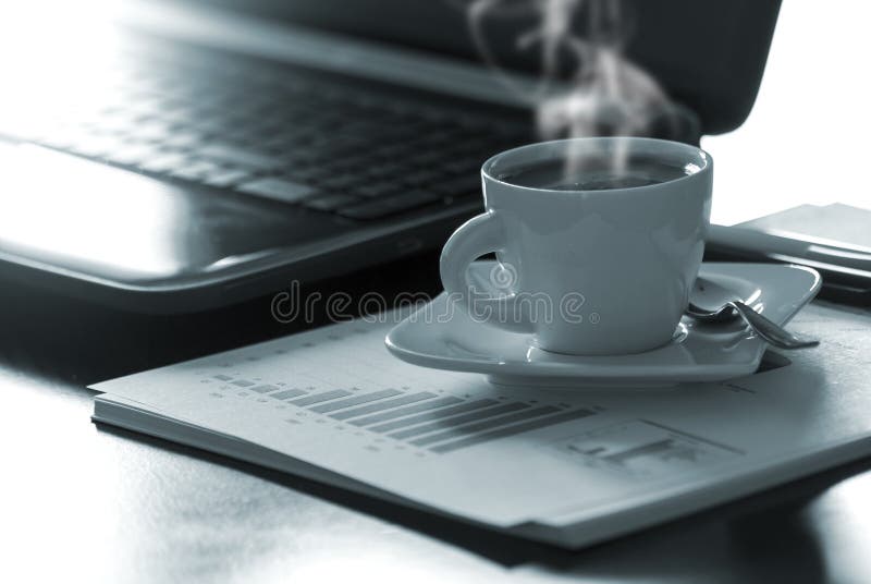 Coffee and laptop stock photo. Image of notebook, office - 39555712