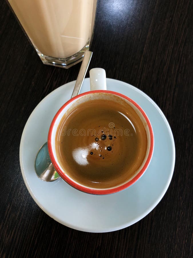 Coffee Latte and Americano on the Table Stock Photo - Image of morning ...