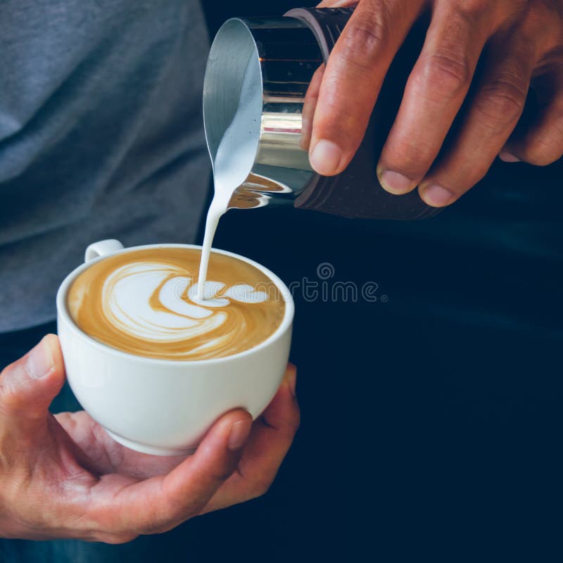Coffee Latte Art in Coffee Shop Stock Photo - Image of texture ...