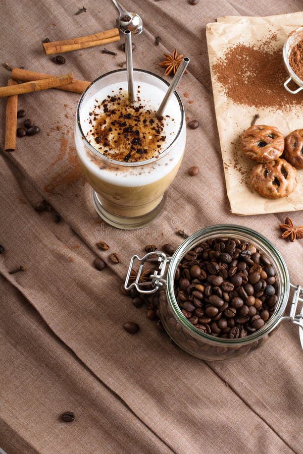 Coffee Latte with Chocolate Sprinkles Stock Image - Image of dessert ...