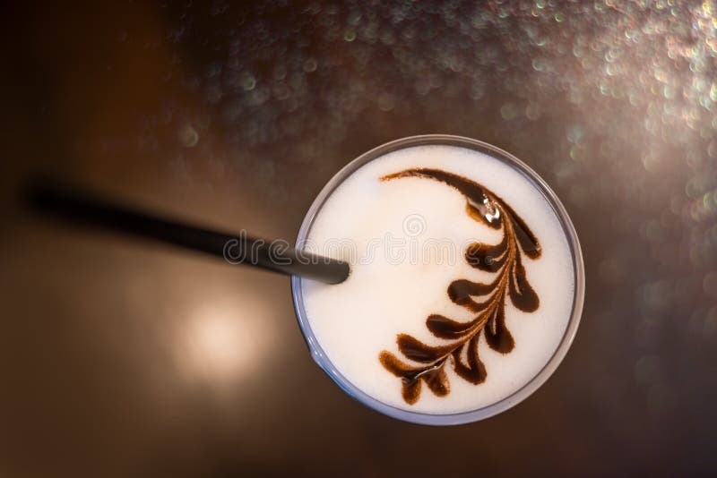Coffee Latte with a Leaf Pattern on the Froth Stock Image - Image of ...