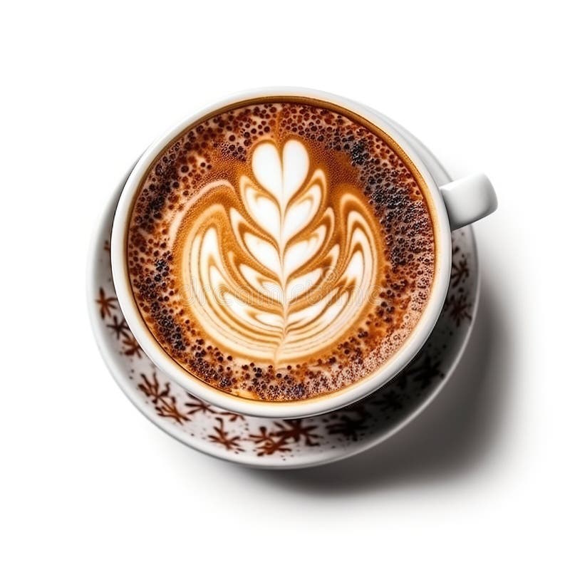 Coffee Latte Leaf Pattern on a White Cup and Saucer Stock Illustration ...