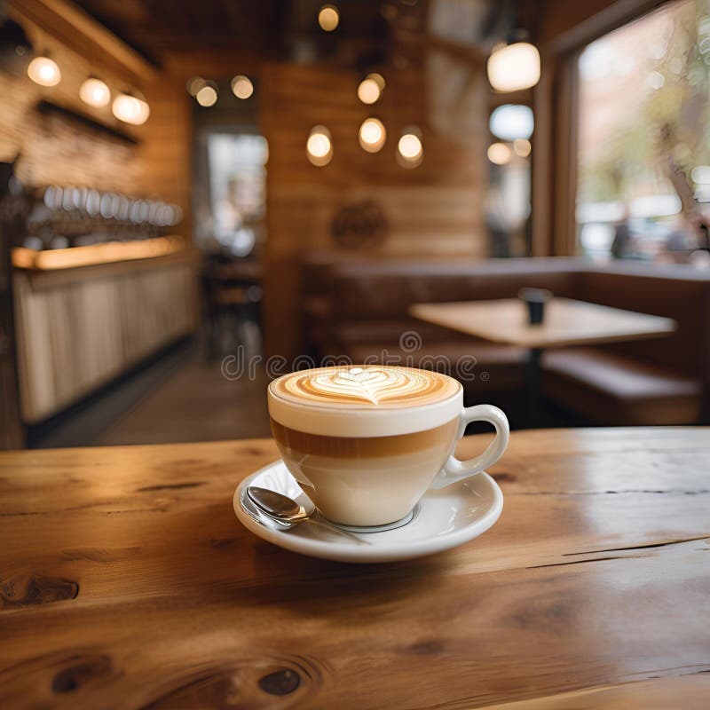 Coffee Latte in Coffee Shop Cafe Stock Illustration - Illustration of ...