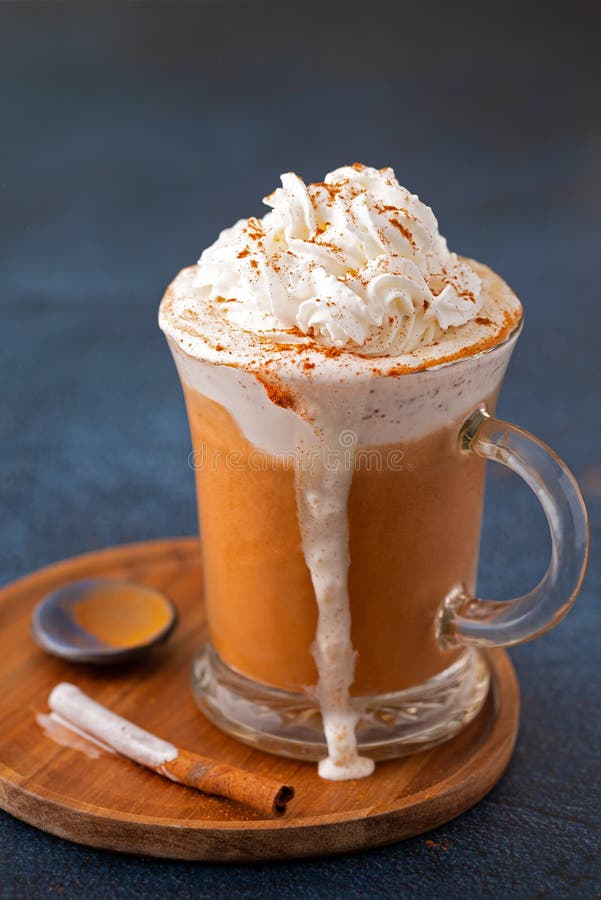 Coffee Latte Topped with Whipped Cream and Cinnamon Stock Image - Image ...