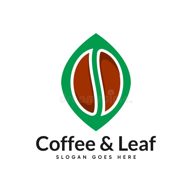 Coffee and Leaf Combination Logo Design. Modern Natural Fresh Coffee ...