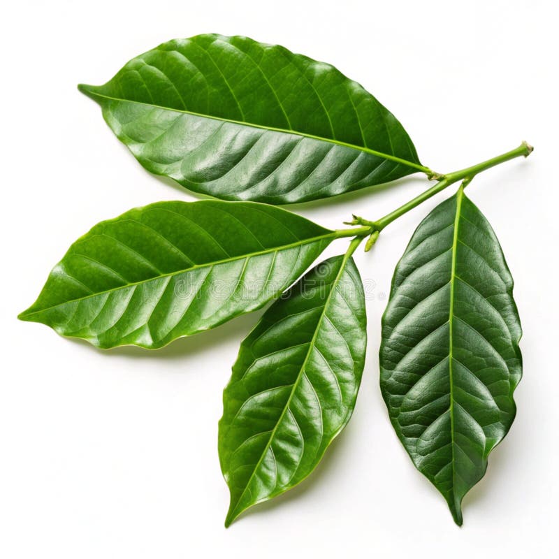 Coffee Leaves on White Background Stock Illustration - Illustration of ...