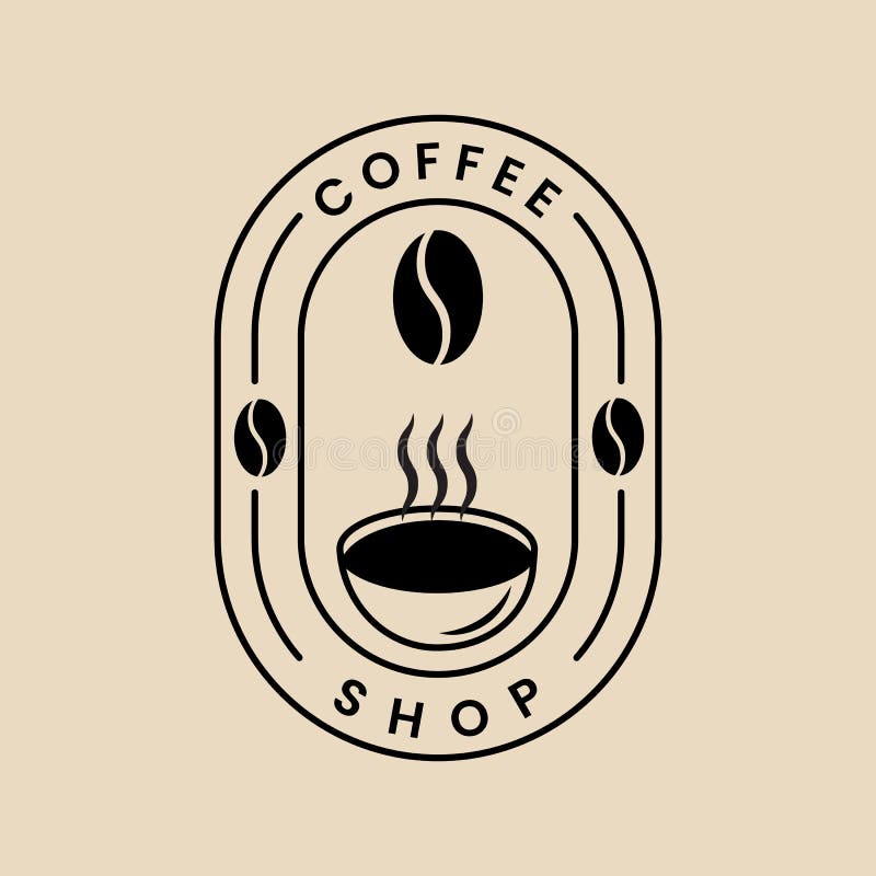 Coffee Linear Logo, Icon and Symbol, with Emblem Illustration Design ...