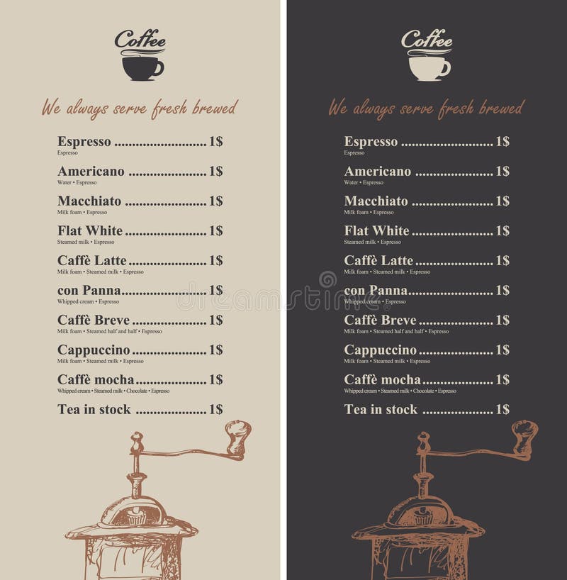 Coffee list stock vector. Illustration of house, cafe - 51691020