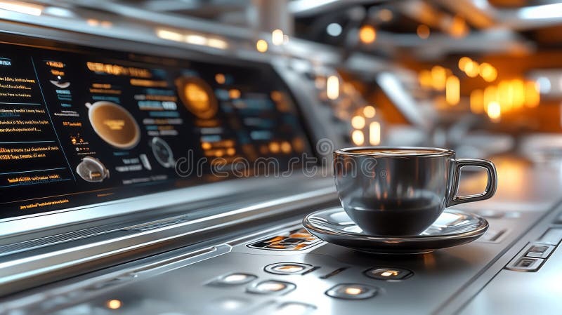 Coffee Lounge in a Futuristic Setting Features Advanced Technology and ...