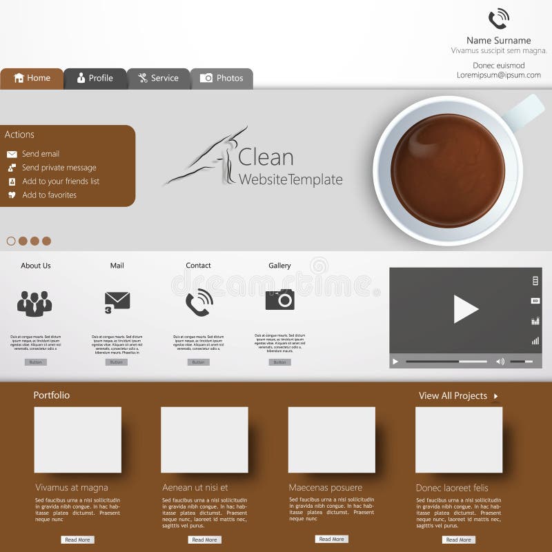 Coffee and Lounge Website Design Template Stock Vector - Illustration ...