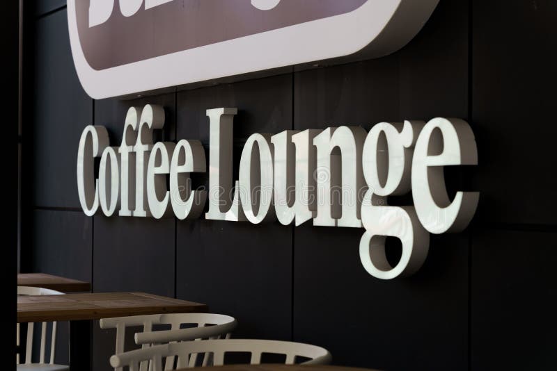 Coffee Lounge Writing on Wall Stock Photo - Image of coffe, interior ...
