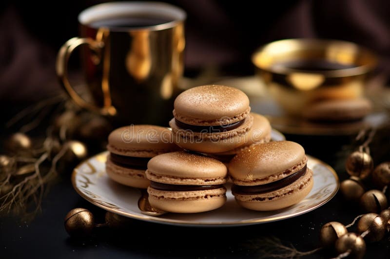 Coffee Macaroons in Candy Bar in Luxury Interior Stock Illustration ...