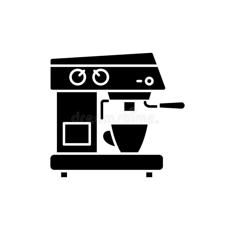 Coffee Machine Black Icon, Vector Sign on Isolated Background. Coffee ...