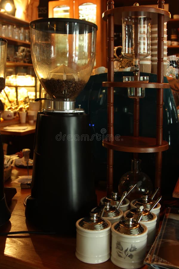 Coffee machine stock image. Image of black, wooden, wood - 90987803