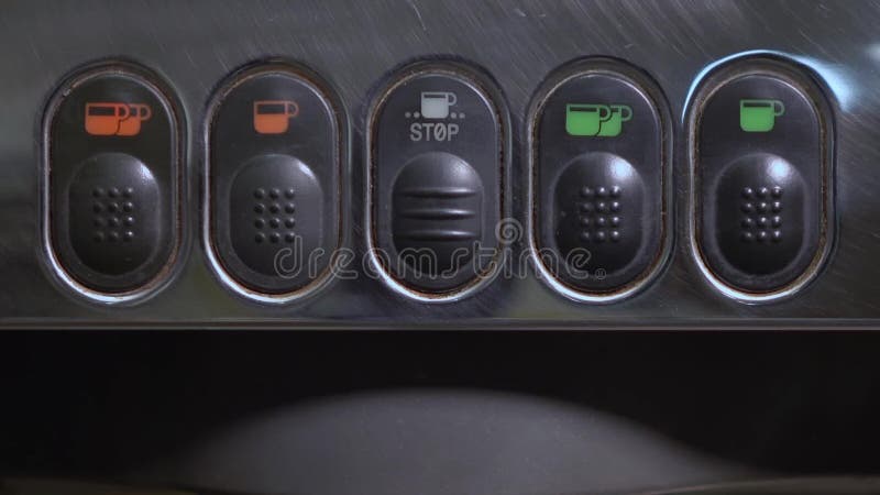 Coffee Machine Button Panel. Barista Press Button Stock Video - Video ...