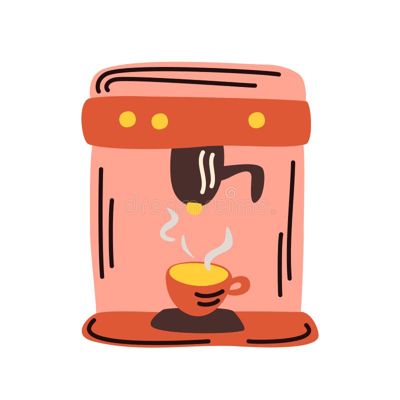Coffee Machine Cartoon Vector Illustration. Front View of Coffee ...