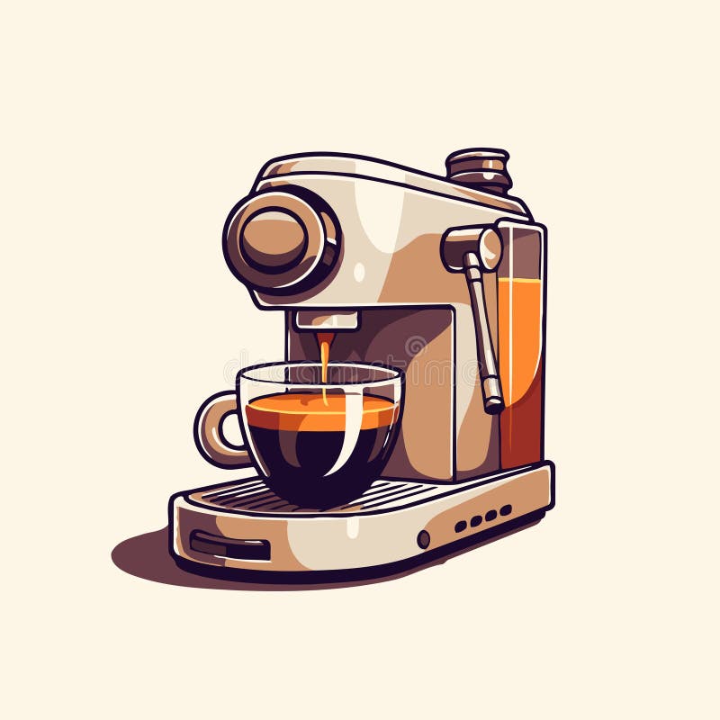 Coffee Machine with Cup of Coffee. Vector Illustration in Cartoon Style ...