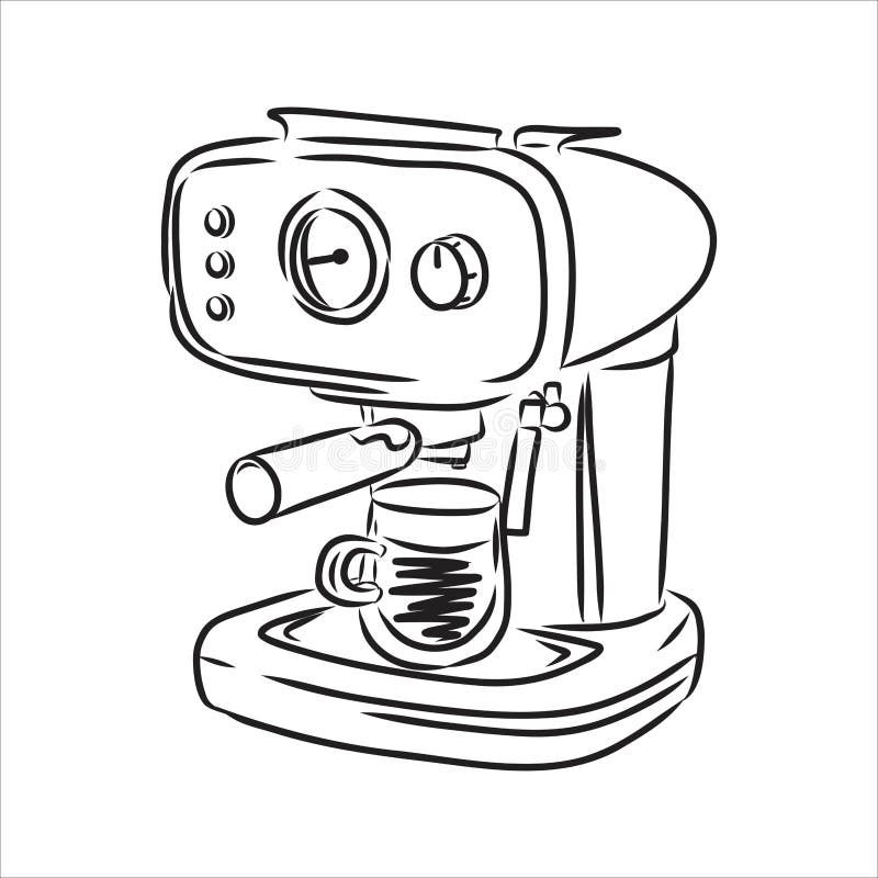 Coffee Machine Doodle Coffee Machine Vector Illustration Stock Vector ...