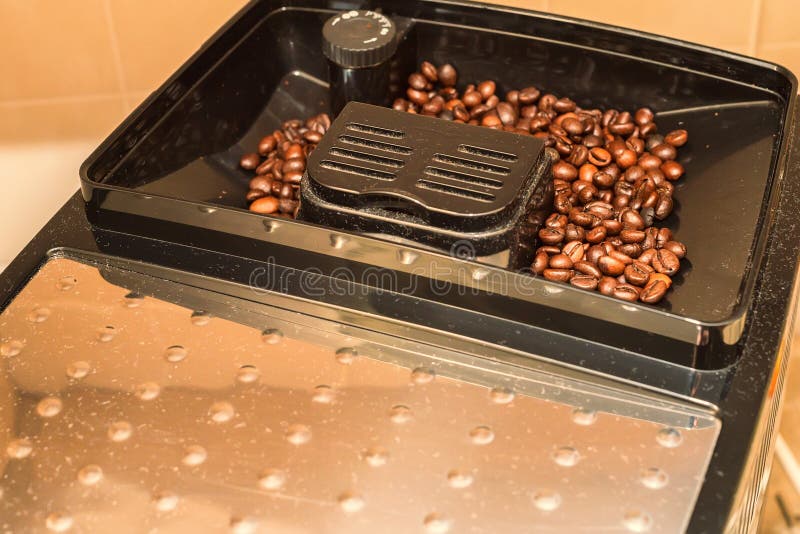 Coffee Machine is Filled with Beans Stock Image - Image of background ...