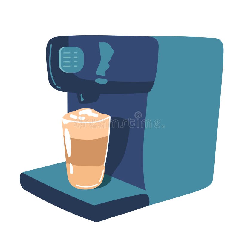 Coffee Machine Flat Illustration. Front View of Coffee Machine. Vector ...