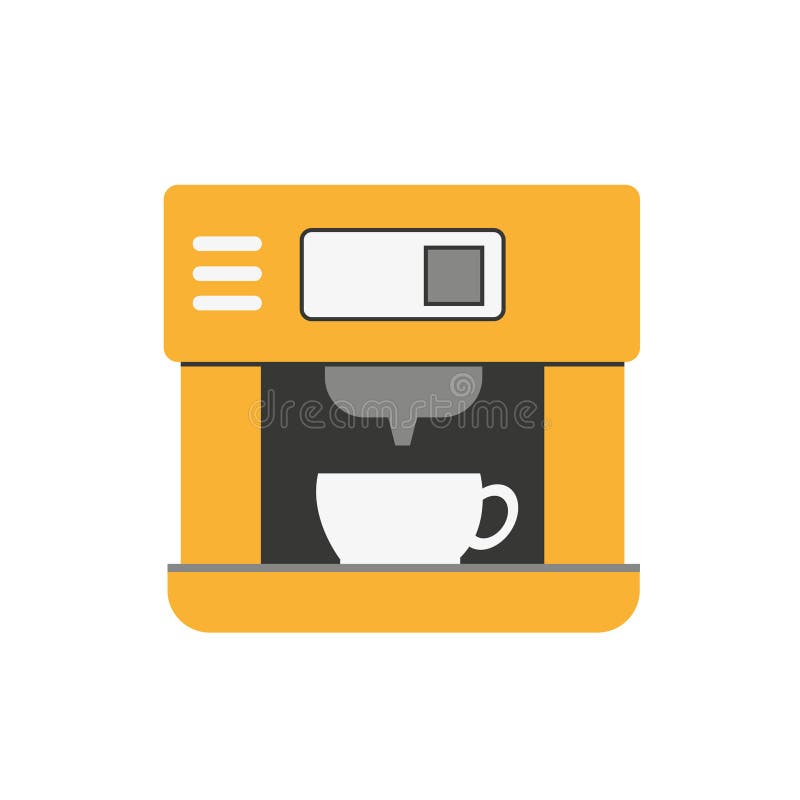 Coffee Machine Flat Illustration. Front View of Coffee Machine Stock ...
