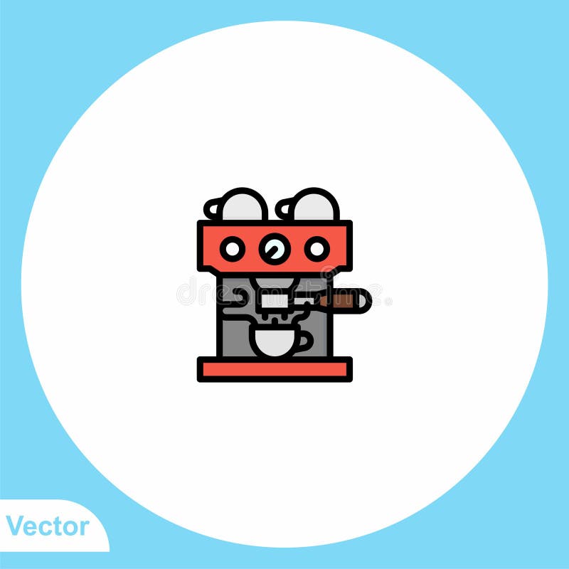 Coffee Machine Flat Vector Icon Sign Symbol Stock Vector - Illustration ...