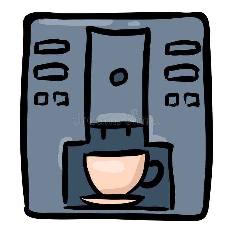 Coffee Machine Hand Drawn Doodle Icon Stock Vector - Illustration of ...