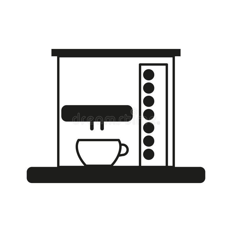 Coffee Machine Icon. Minimal Black Illustration. Simple Modern Design. Vector Kitchen Symbol ...