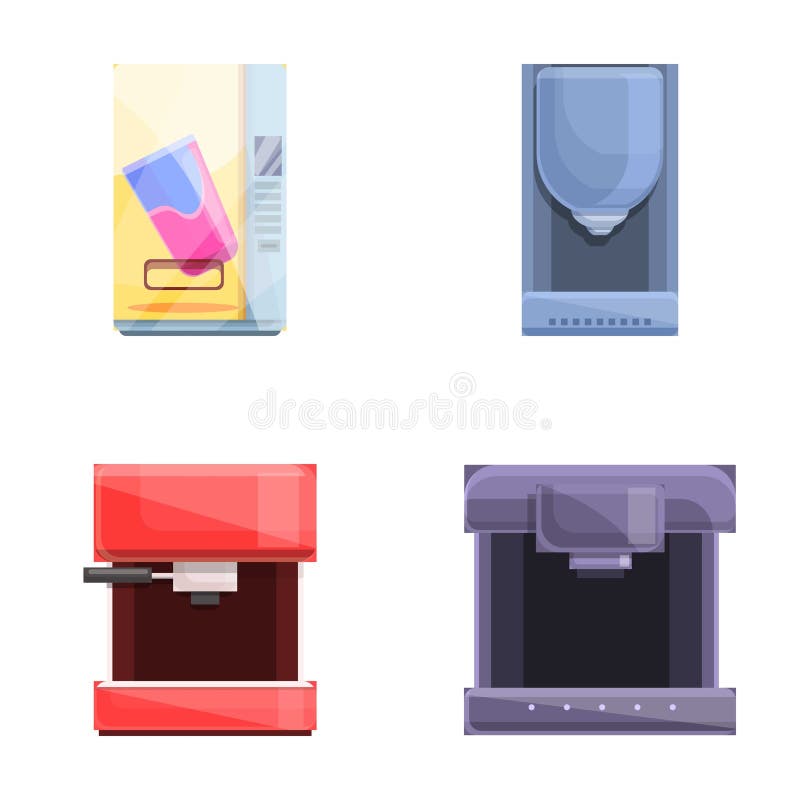 Coffee Machine Icons Set Cartoon Vector. Various Type of Drink Machine ...