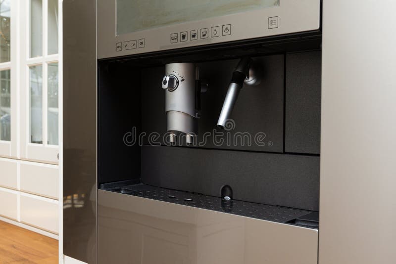 Coffee Machine Integrated in a Kitchen Stock Image - Image of estate ...