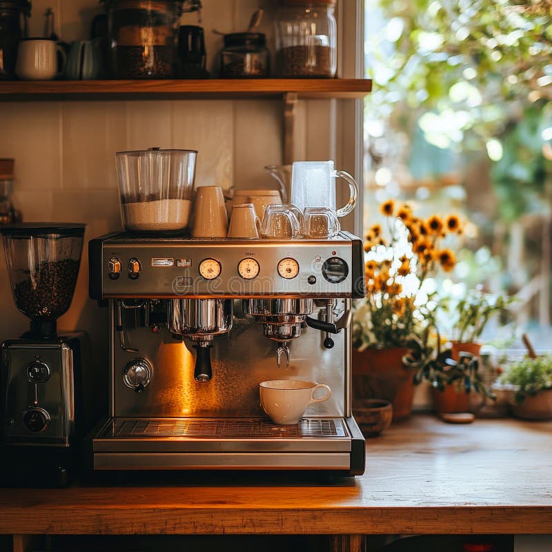 Coffee Machine in the Kitchen. Coffee Maker Retro Style Stock ...