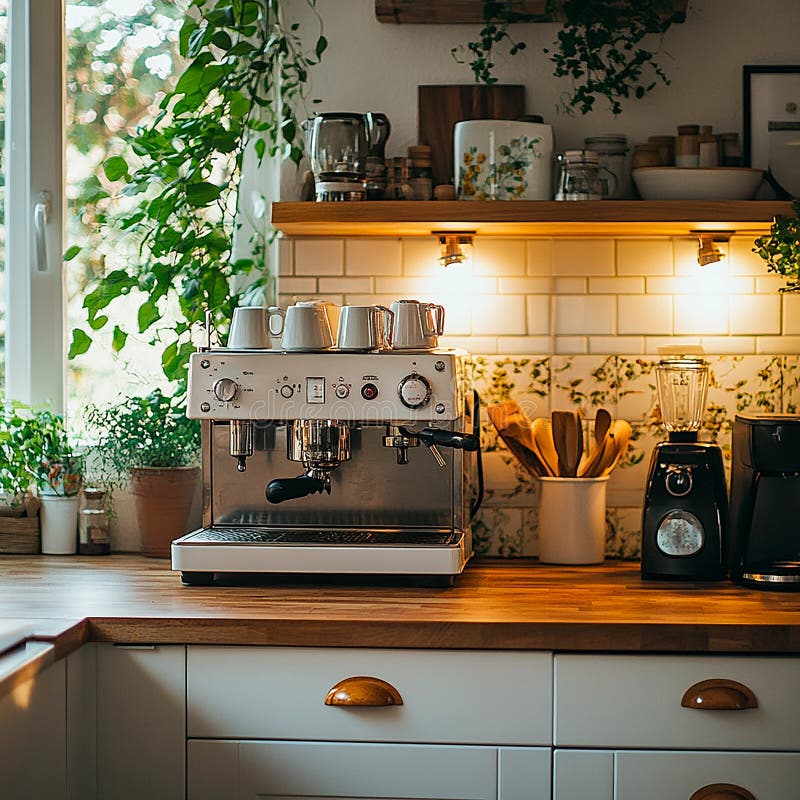 Coffee Machine in the Kitchen of a Modern House. Stock Illustration ...