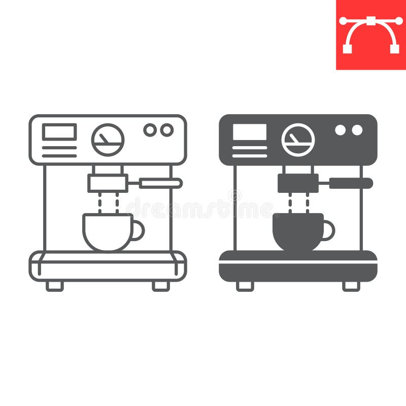 Coffee Machine Line and Glyph Icon Stock Vector - Illustration of ...