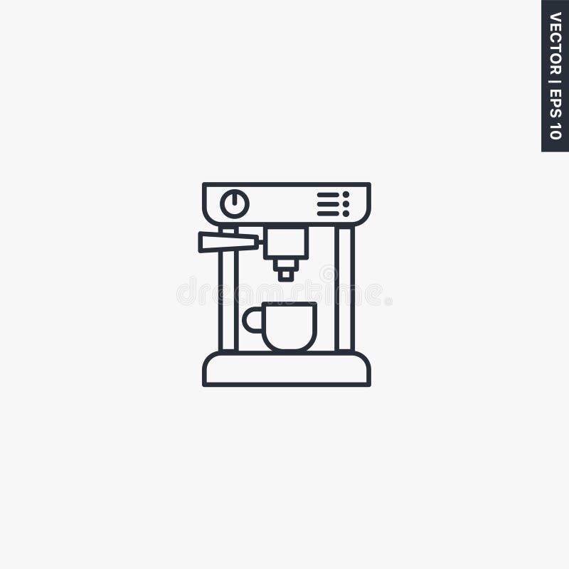 Coffee Machine, Linear Style Sign for Mobile Concept and Web Design ...