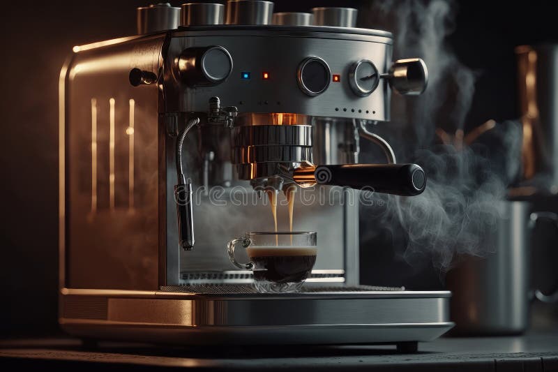 Coffee Machine Makes Hot Drink in Cup Generative AI Stock Illustration ...