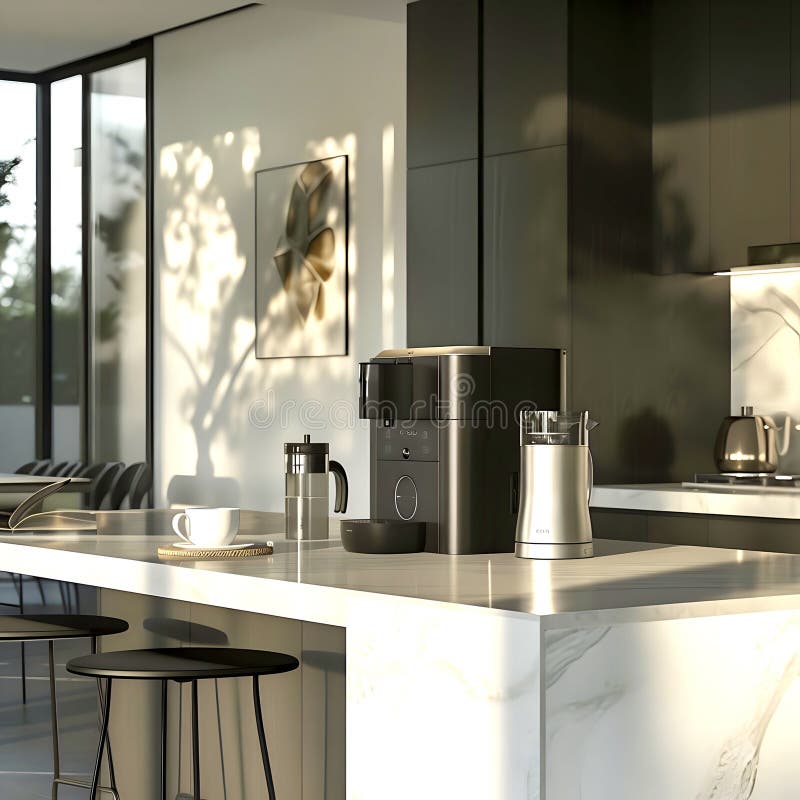 Coffee Machine Makes Coffee in a Modern Room Stock Photo - Image of ...